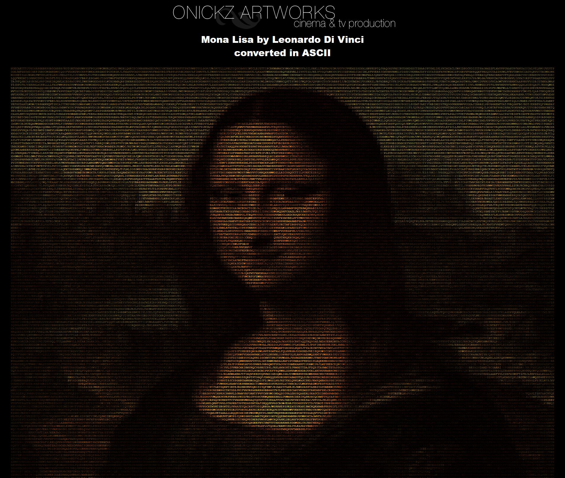 ASCII Art Mona Lisa – Created by Guillaume Louyot | Onickz Artworks